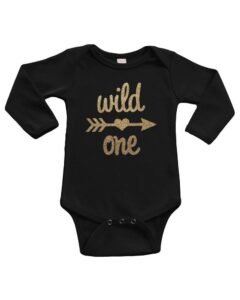 infant long sleeve onesie - wild one (12-18m, black)