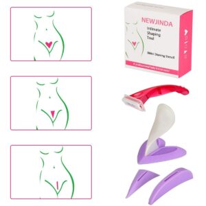 newjinda [special styling tools] bikini trimmer shaver for women, pubic hair razor and bikini shaving stencil private, 3 shapes(heart straight triangle)