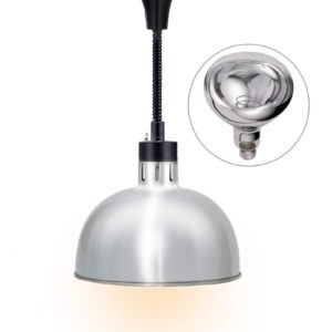 jiawanshun food heat lamp food warmer lamp 60-180mm φ290mm 250w bulb commercial food warmer retractable heat lamps catering food warmers restaurant supplies or home food service(silver) 110v