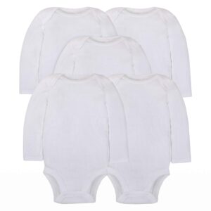 lamaze organic baby baby boys organic 5 pack longsleeve bodysuits layette set, solid white, 12 months us