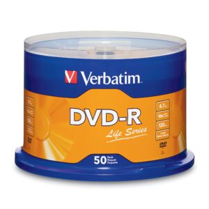 verbatim® life series dvd-r disc spindle, pack of 50