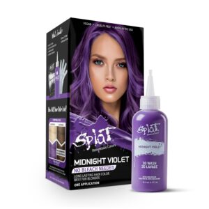 splat midnight violet semi permanent hair dye kit for blondes, 1 application, includes deep reconstructor conditioner, lasts 30 washes, no bleach required, vegan & cruelty free hair color