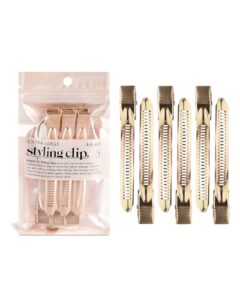 kitsch xl alligator hair clips for styling & sectioning - alluminum duck billed hair clips for long hair | hair styling clips | roller clips for short hair | 6 pc (gold)