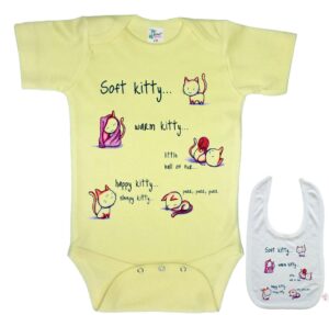 soft kitty ..big bang theory custom baby bodysuit onesie & matching bib