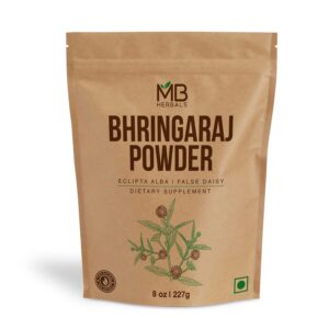 mb herbals bhringraj powder, 227g | 8 oz | 0.5 lb | 100% pure eclipta alba | hair growth, brown - packing may vary