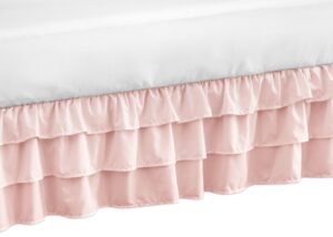 solid color blush pink shabby chic girl ruffled crib bed skirt dust ruffle for harper collection by sweet jojo designs