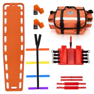 surgical online first responder emt backboard spine board stretcher immobilization with head bed and spider straps - gift emt trauma bag … (orange)