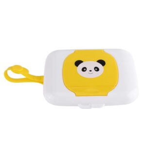 fdit wet wipes storage box,baby outdoor travel stroller wet wipes box refillable container for car bathroom living room(white + yellow)