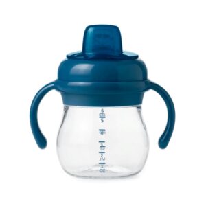 oxo tot transitions soft spout sippy cup with removable handles, navy, 6 ounce