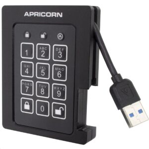 apricorn 1tb aegis padlock ssd 256-bit, fips 140-2 level 2 validated ruggedized usb 3.0 encrypted external portable drive (assd-3pl256-1tbf)