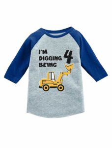 i'm digging being 4 4th birthday shirt boy kids 3/4 sleeve baseball t-shirt 4t blue