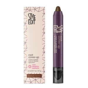 style edit root touch up stick - medium brown hair concealer, temporary gray coverage, premium hair shading sponge pen, 0.11 oz