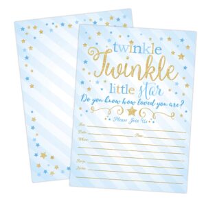 your main event prints boy twinkle twinkle little star baby shower invitations, blue and gold twinkle twinkle little star boy baby shower invites, 20 fill in style with envelopes