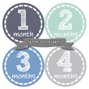 months in motion baby monthly stickers - baby milestone stickers - newborn boy stickers - month stickers for baby boy - baby boy stickers - newborn monthly milestone stickers (20 count)