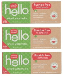 hello oral care kids fluoride free toothpaste natural watermelon 4.2 oz (pack of 3)