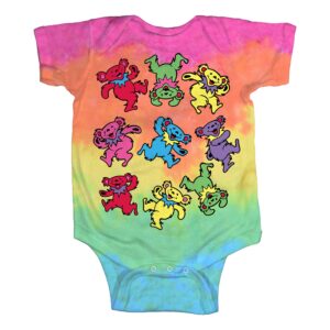 liquid blue unisex baby grateful dead spiral dancing bears onesie t shirt, tie/dye, 0-6 months us