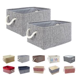 queenie 2 pack closet canvas fabric storage basket, gray, 17" x 8" x 5"