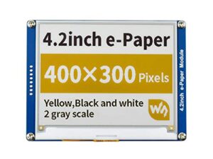 waveshare 4.2inch e-ink display module compatible with raspberry pi 4b/3b+/3b/2b/b+/a+/zero/zero w/wh/zero 2w series boards 400x300 resolution yellow/black/white three-color spi interface