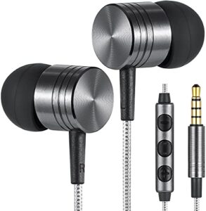 betron b650 earphones wired headphones in ear noise isolating earbuds with microphone and volume control powerful bass driven sound, 10mm large drivers