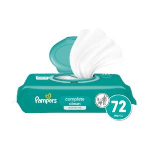 baby wipes, pampers baby diaper wipes, complete clean scented, 6x pop-top packs, 432 total wipes