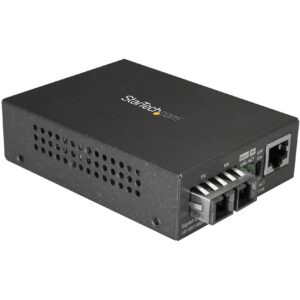 startech.com singlemode (sm) sc fiber media converter for 10/100/1000 network - 10km - gigabit ethernet - 1310nm - w/auto negotiation, taa (mcmgbscsm10)