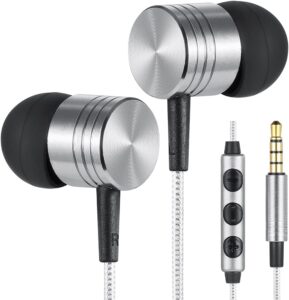 betron b650 earphones wired headphones in ear noise isolating earbuds with microphone and volume control powerful bass driven sound, 10mm large drivers