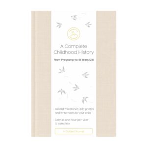 promptly journals, a complete childhood history: from pregnancy to 18 years old (sand, tan, linen) | baby book and pregnancy journal | baby memory book