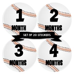 months in motion baby monthly stickers - baby milestone stickers - newborn boy stickers - month stickers for baby boy - baby boy stickers - newborn monthly milestone stickers - baseball - set of 20