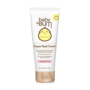 baby bum diaper rash cream | natural zinc oxide ointment for maximum relief and rash prevention| fragrance free | gluten free and vegan | 3 fl oz