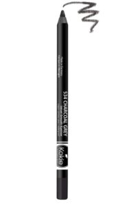 kokie cosmetics waterproof velvet smooth eyeliner pencil, charcoal grey, 0.042 ounce