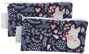 itzy ritzy reusable mini snack bags – 2-pack of 3.5” x 7” bpa-free snack bags are food safe & washable for storing snacks, pacifiers and makeup in a diaper bag, purse or travel bag, fox hollow