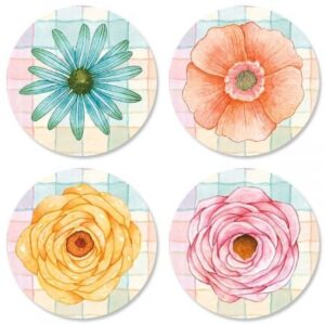 sentiment garden every day envelope seals (4 designs) - set of 144 1-1/2" diameter self-adhesive, flat-sheet every day sticker seals