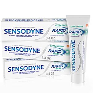 sensodyne rapid relief sensitive toothpaste, extra fresh - 3.4 ounces (pack of 3)