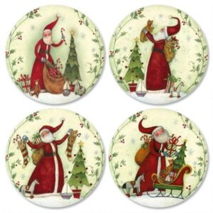 santas christmas envelope seals (4 designs) - set of 144 1-1/2" diameter self-adhesive, flat-sheet holiday sticker seals