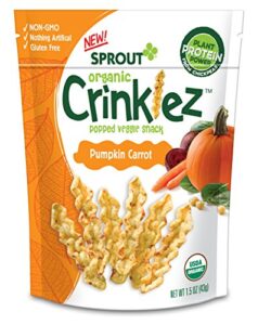 sprout organic baby food, stage 4 toddler veggie snacks, pumpkin carrot crinklez, 1.5 oz bag (1 count)