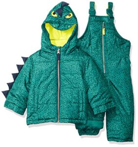 carter's baby boys character snowsuit set, green dinosaur, 24m