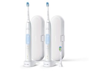 sonicare protective clean rechargeable toothbrushes 2 handless 3 brush heads & 2 travel case & 2 chargers