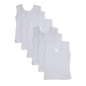 bambini baby white rib knit sleeveless tank top shirt , small 6 - pack