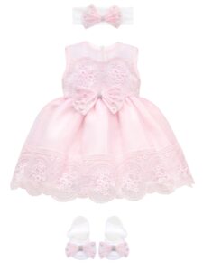 t.f. taffy baby girl newborn pink embroidered princess dress gown 6 piece deluxe set 0-3 months