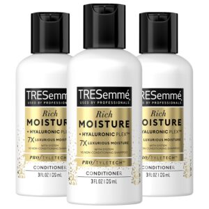 tresemmé conditioner moisture rich - ceramide + hyaluronic acid, travel-size conditioner for damaged hair, moisturizing conditioner tresemme, hair care products for women/men, 3 oz (pack of 3)