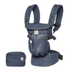 ergobaby omni 360 all-position baby carrier for newborn to toddler with lumbar support & cool air mesh (7-45 lb), midnight blue