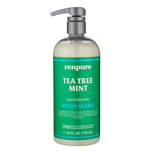 renpure original tea tree essential oil & peppermint moisturizing body wash with pump – for dry sensitive skin & decongest pores – sulfate free body wash & liquid hand soap for men & women