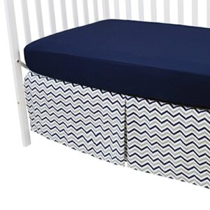 american baby company 100% cotton percale fitted crib sheet and skirt, navy zigzag, for boys