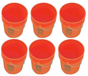 5 gallon buckets six (6) pack | plastic | orange