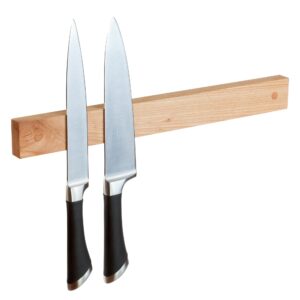 woodsom powerful magnetic knife strip, solid wall mount wooden knife rack, bar. unique gift made in usa (cherry, custom length)