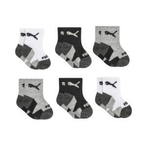 puma baby 6 pack infant anklet socks, white/black, 12-24 months us