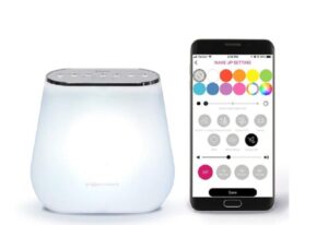 project nursery bluetooth smart sound soother with multi-color nightlight, alexa enabled, voice control, 3 natural sounds, 3 lullabies, power adapter included