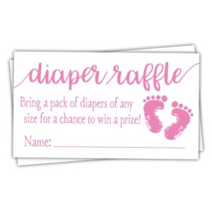 50 pink baby feet diaper raffle tickets - girl baby shower game