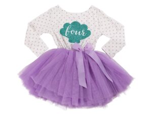 grace & lucille toddler birthday dress (4th birthday) (purple polka dot long sleeve, seashell, 4t)