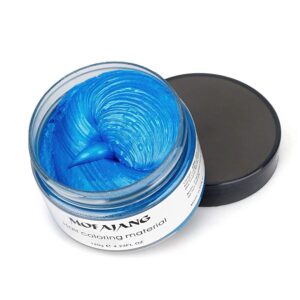 acosexy temporary blue hair wax, 4.23oz instant hairstyle mud cream, natural hair coloring wax material disposable hair styling dye ash (blue, dye free) for cosplay, party, masquerade, halloween etc.